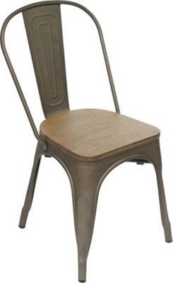 Tolix Single Kitchen Chair, Fixed Grey Legs And Back Rest, Easy Clean ...