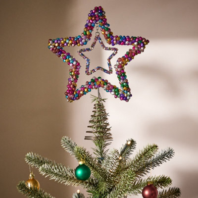 Dibor Double Multi-Coloured Jingle Bell Star Christmas Decorations Tree ...