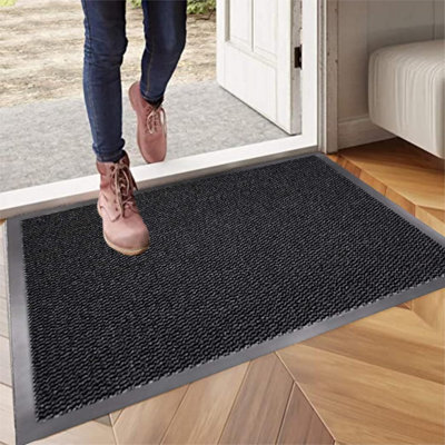 UETIAN Grey Rubber Barrier Mat, Heavy Duty, Dirt Trapper & Absorbent ...