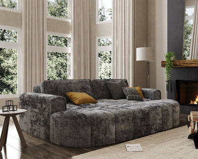 Ds Living Rupert 4 Seater Fabric Modular Sofa - Grey by B&Q | ufurnish.com