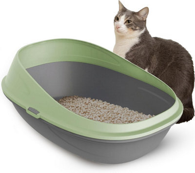 Vivo Pop-Up Large High Sided Cat Litter Tray With Detachable Raised ...
