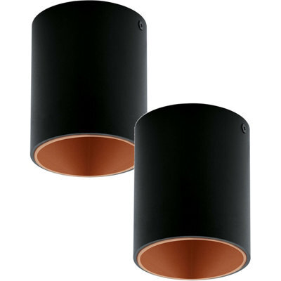 Modern 2 Pack Black And Copper Round Led Downlights For Wall And ...
