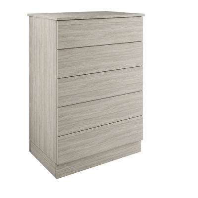 Bedroom Kit 5 Drawer Slab Urban Oak Tall Chest Of Drawers by B&Q ...