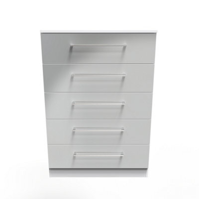Chester 5 Drawer Chest In Uniform Grey & White (Ready Assembled) by B&Q ...