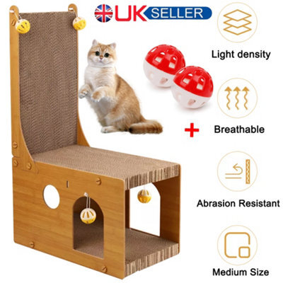 Medium Cat Cardboard Scratcher Activity Tower & Scratching Post With 6 ...