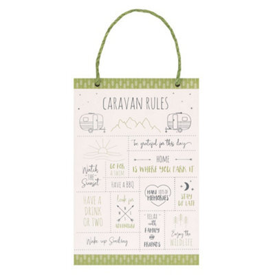 30Cm Happy Camper Caravan Rules Hanging Sign by B&Q | ufurnish.com