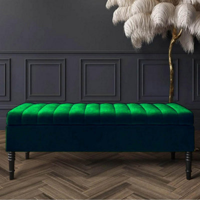 Safar 137Cm Ottoman Storage Bench - Plush Velvet Shoe Bench - Forest ...