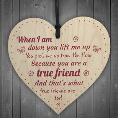 Red Ocean Friendship Sign Best Friend Plaque Wooden Hanging Heart Sign ...