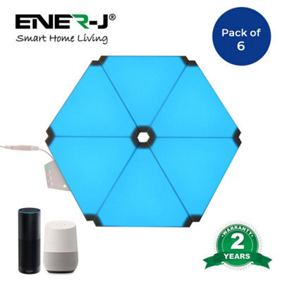 Ener-J 6 Piece Smart Wifi Triangle Wall Light With Remote Control ...