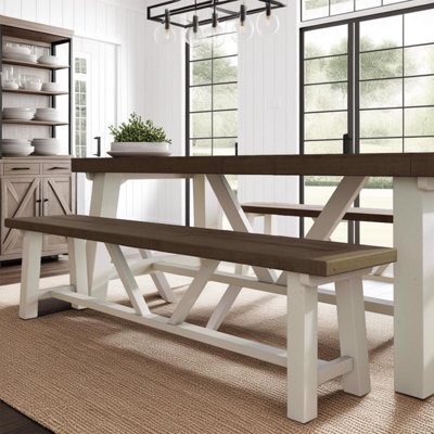 Fwstyle 1.8M Solid Reclaimed Pine Dining Bench by B&Q | ufurnish.com