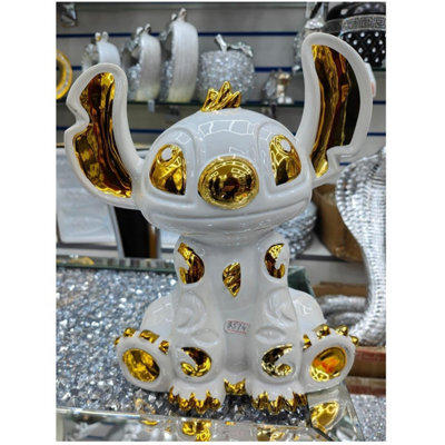 DEENZ White Gold Crushed Diamond Stitch Ceramic Sparkly Shelf Sitter Ornament by B&Q | ufurnish.com