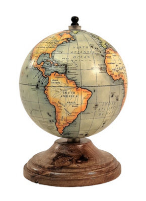 Geko 5 Inch World Globe On Mango Wo by B&Q | ufurnish.com