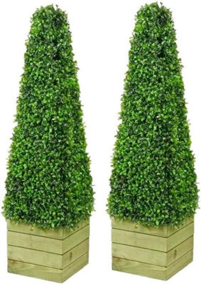 Prime Plus 2Pc 3Ft Artificial Pyramid Cone Trees Boxwood Topiary Plants ...