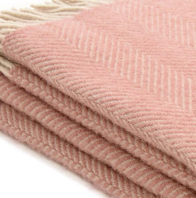 Tweedmill Herringbone Dusky Pink & Pearl Throw by B&Q | ufurnish.com
