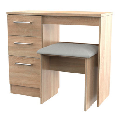 Devon Ready Assembled Oak Effect 3 Drawer Vanity Unit (H)795mm (W)930mm (D)415mm by B&Q ...
