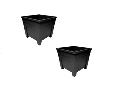 Thumbs Up 2 X 38Cm Square Black Colour Grosvenor Plastic Patio Planter ...