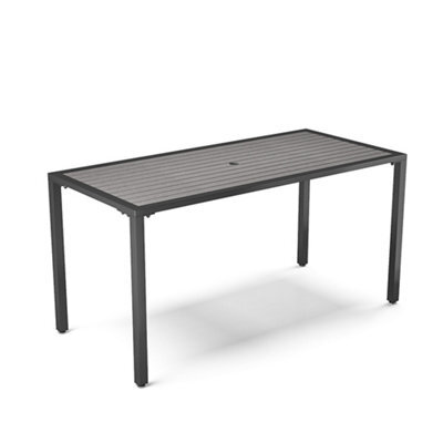 Living And Home Modern Grey Rectangular Wood Effect Wpc Metal Outdoor ...