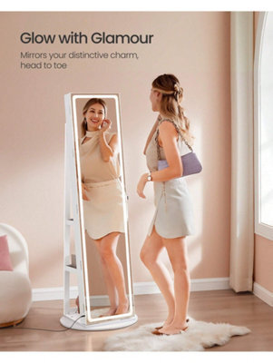 Songmics Led Mirror Jewellery Cabinet Standing, Lockable Jewellery ...