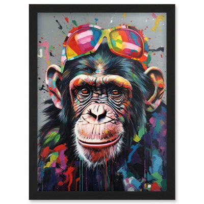 Artery8 Chimpanzee With Rainbow Sunglasses Modern Pop Art Wall Art ...