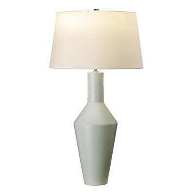 Elegant Pale Sage Green Table Lamp With Ivory Shade - Led E27 60W by B ...