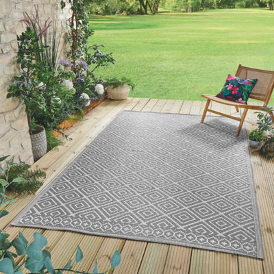Gainsborough Outdoor Rug In Grey Aztec Design, Made From Recycled ...