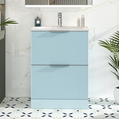Royal Bathrooms Evora 600mm Powder Blue Fluted Floor Standing Vanity ...