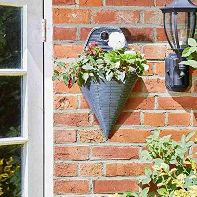 "Marco Paul 14"" Slate Faux Rattan Wall Planter" by B&Q | ufurnish.com