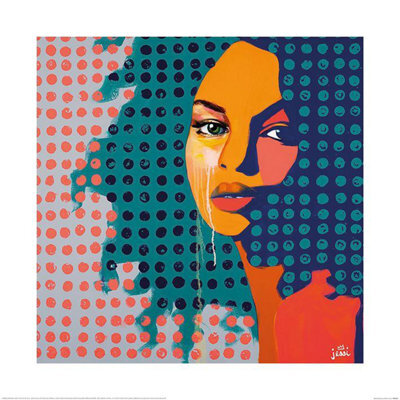 Jessi Dahlquist Becoming Poster Orange/blue/black (60Cm X 60Cm) by B&Q ...