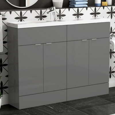 Royal Bathrooms Elena 1200mm Indigo Grey Gloss 4-Door Double Floor ...