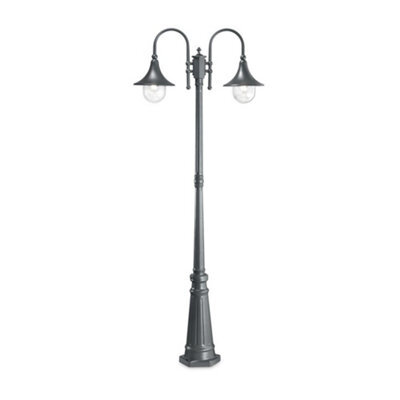Ideal Lux Cima Outdoor Lamp Post 2 Lights Anthracite Ip43, E27 by B&Q ...