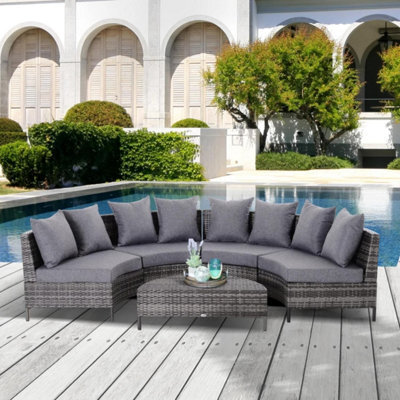 Chilli Seating Azure Half Round 4 Seater Rattan Set by B&Q | uFurnish.com