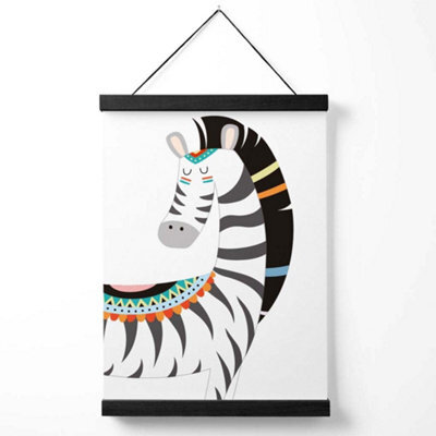 Artze Wall Art Peeking Zebra Tribal Animal Art Print With Black Frame ...