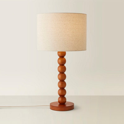 Valuelights Wyatt Natural Linen Drum Lamp Shade Walnut Wood Bobbin ...
