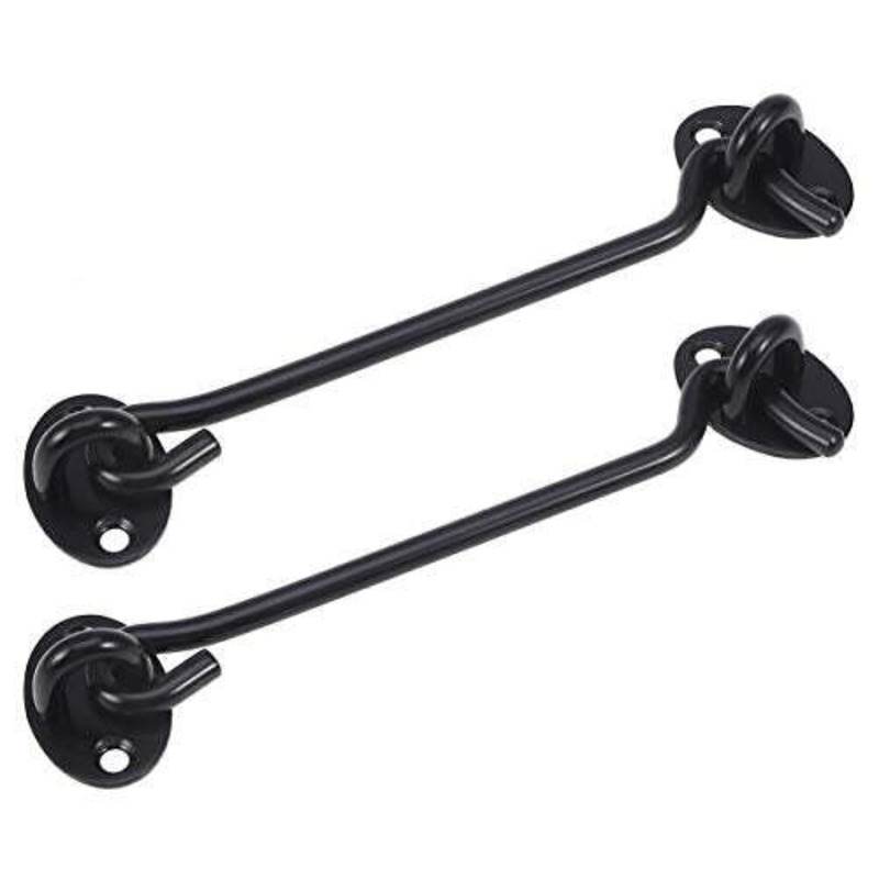 DOITOOL 2PCS 6 Inch Hook and Eye Latch Black Heavy Duty Solid Stainless ...