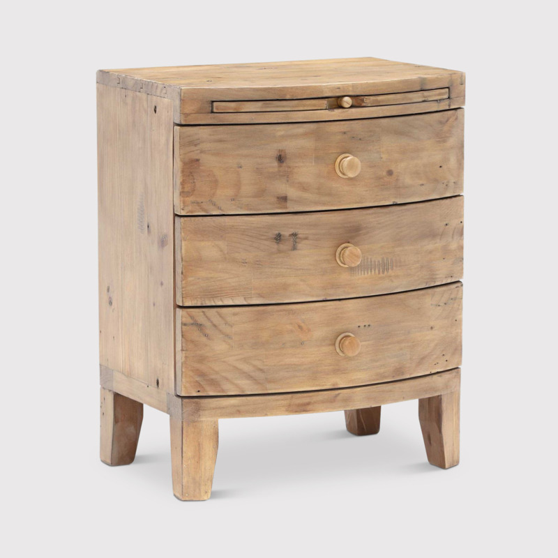 Lewes 3 Drawer Wide Bedside Table, Neutral Wood - Barker & Stonehouse ...