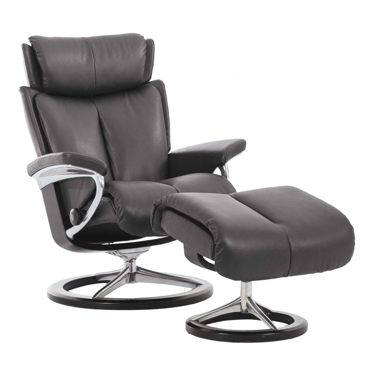Stressless Magic Medium Recliner Chair & Stool With Signature Base ...