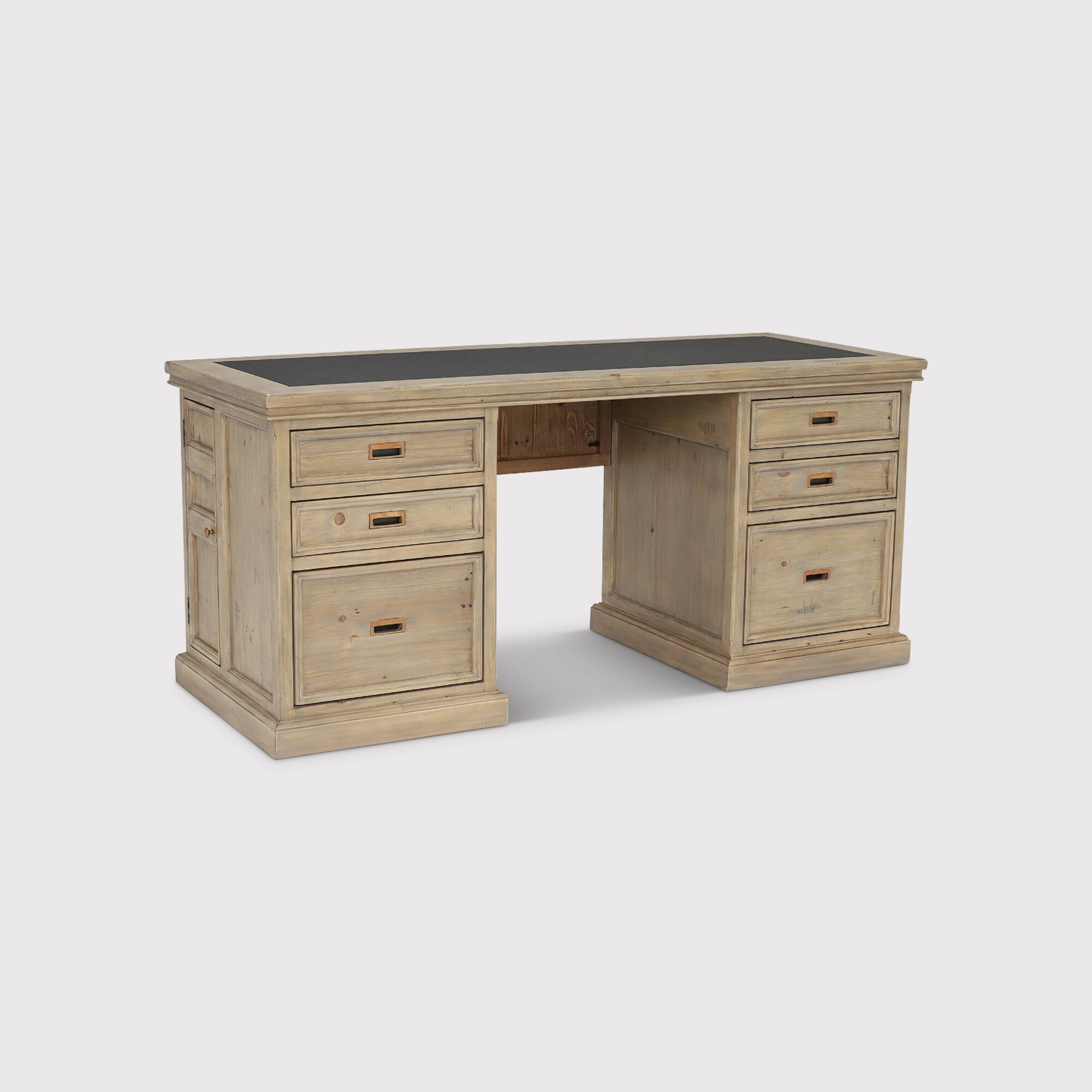 Verberie Desk Top With Vinyl Inlay & Drawers, Neutral Wood - Barker ...
