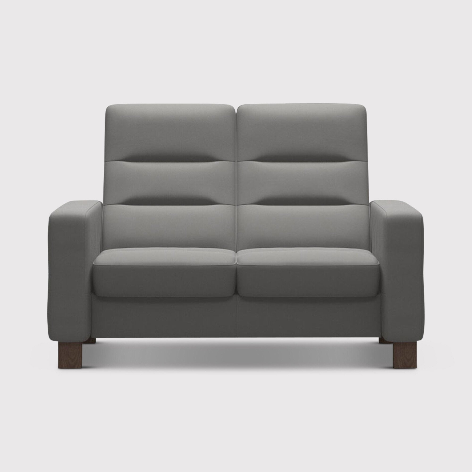 Stressless Wave High Back 2 Seater Recliner Sofa, Grey Leather - Barker ...