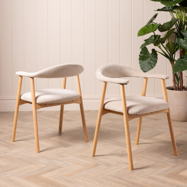 Lerman Dining Chair With Arms with Armrest, Neutral Oak - Barker ...