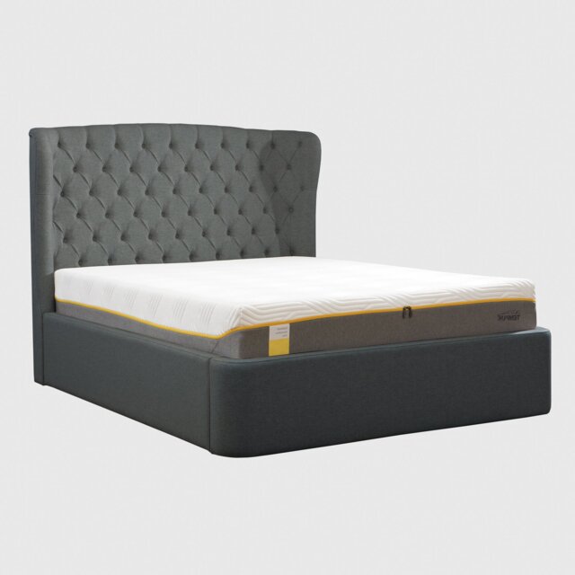 Tempur Holcot Ottoman 150x200cm Bed, Black Fabric - King - Barker ...