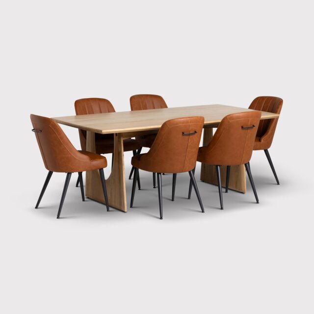 Oskar 200cm Dining Set With 6 Brockwell Chairs, Mango Wood - Barker ...
