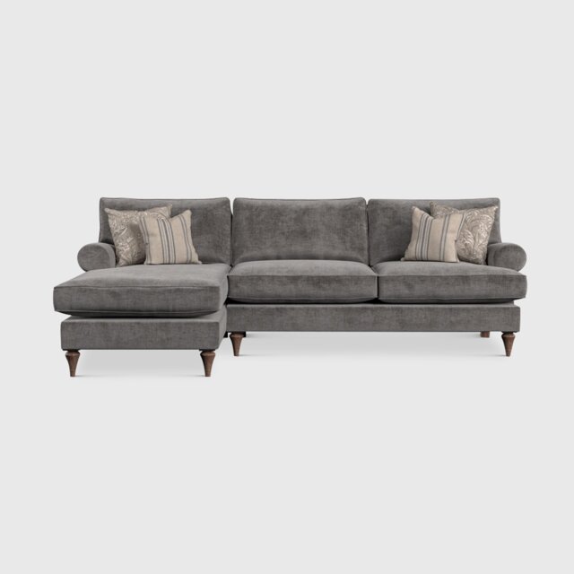 English Heritage Finch Large LHF Chaise Corner Sofa Standard Back, Grey Fabric - Barker ...