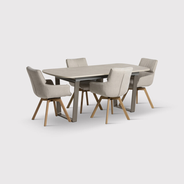 Tate Exten 180-220cm Dining Set with 4 Shona Chair, Brown - Barker ...