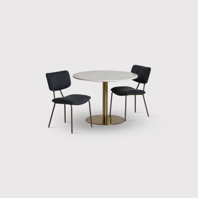 Apollo Table 105cm Dining Set with 2 Tobin Chair, White Marble - Barker ...