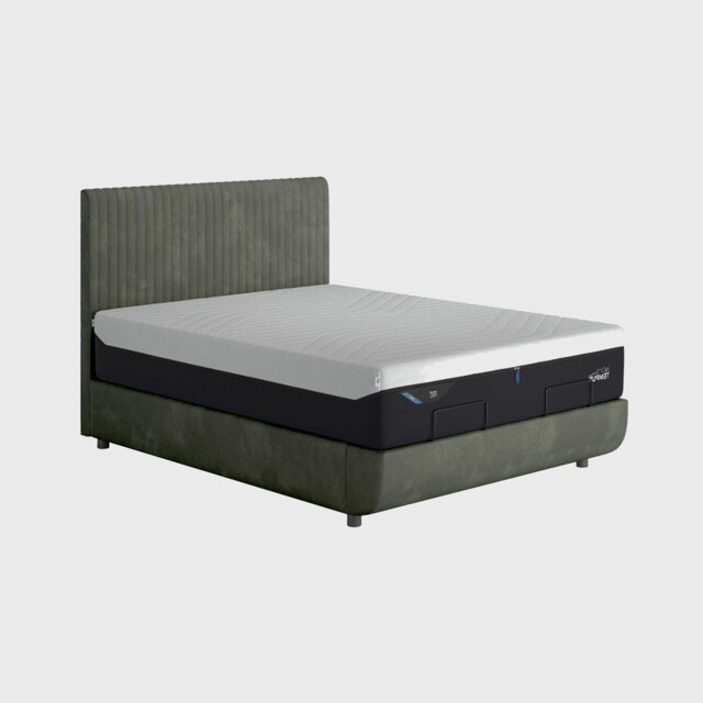 Tempur Arc Static Disc King Bed w.Vertical HB-150x200, Green Fabric ...