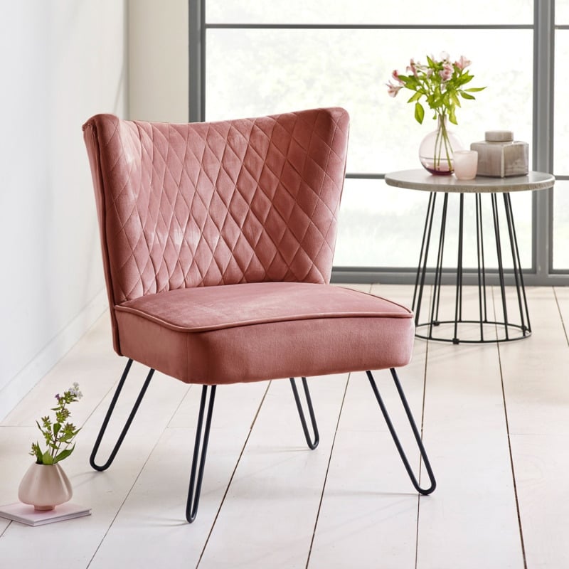 Flair Tarnby Chair Dusky Pink by Bed Kingdom | ufurnish.com
