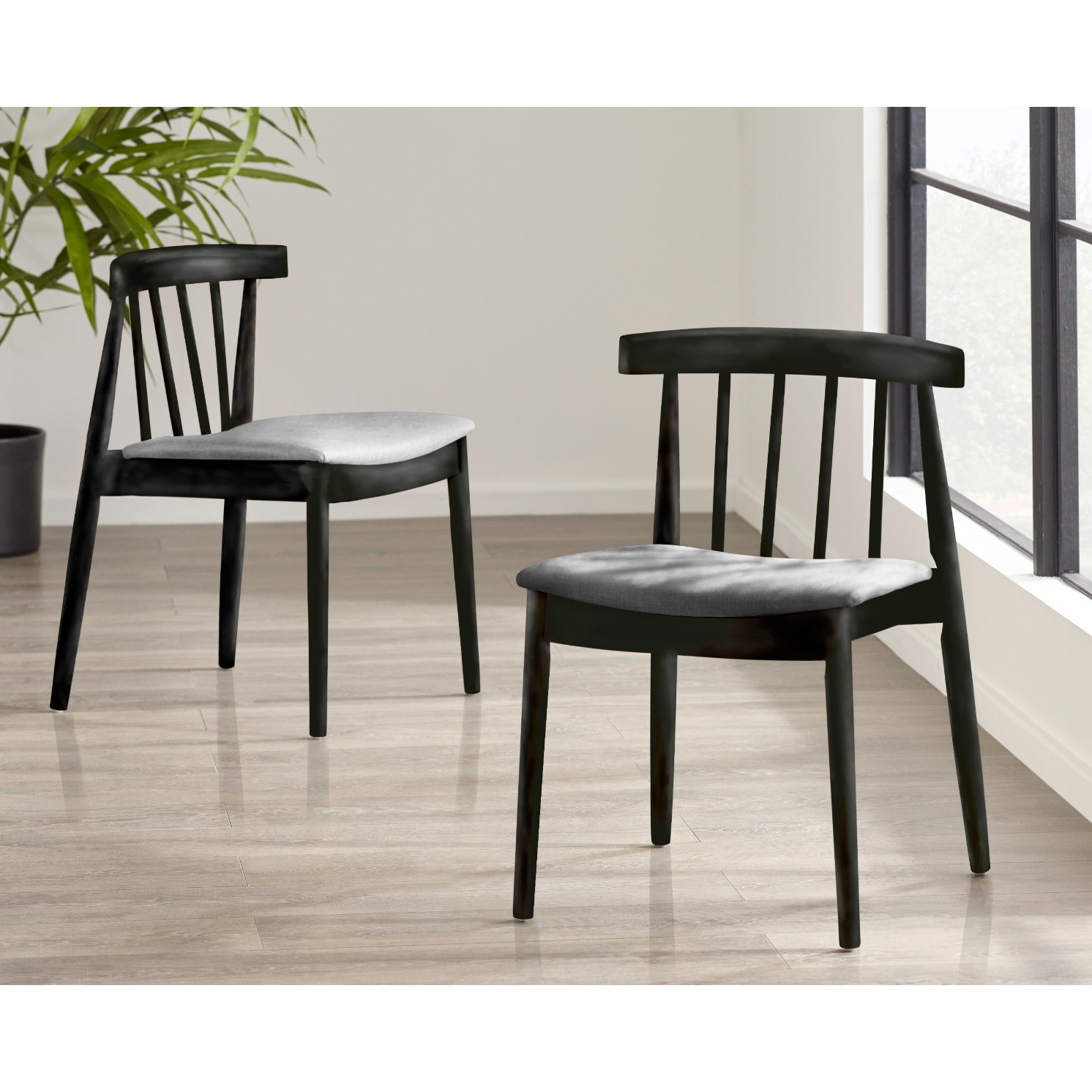 Flair Goran Dining Chair (Pair) Black and Grey by Bed Kingdom ...