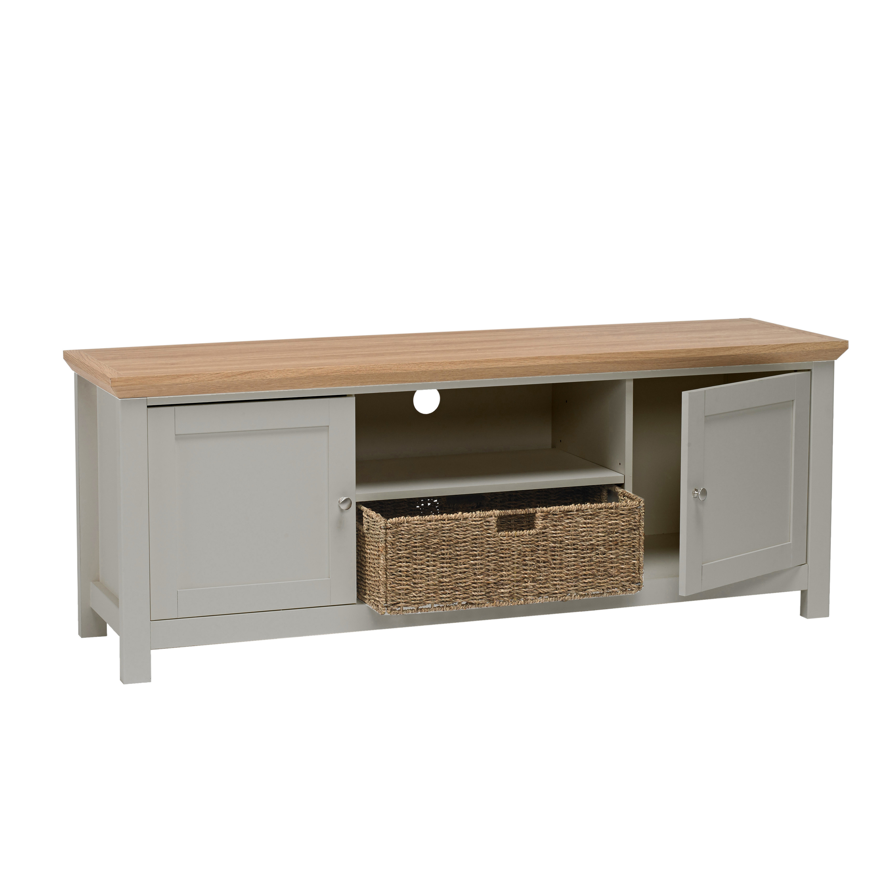 LPD Cotswold TV Media Unit Grey and Oak by Bed Kingdom | ufurnish.com