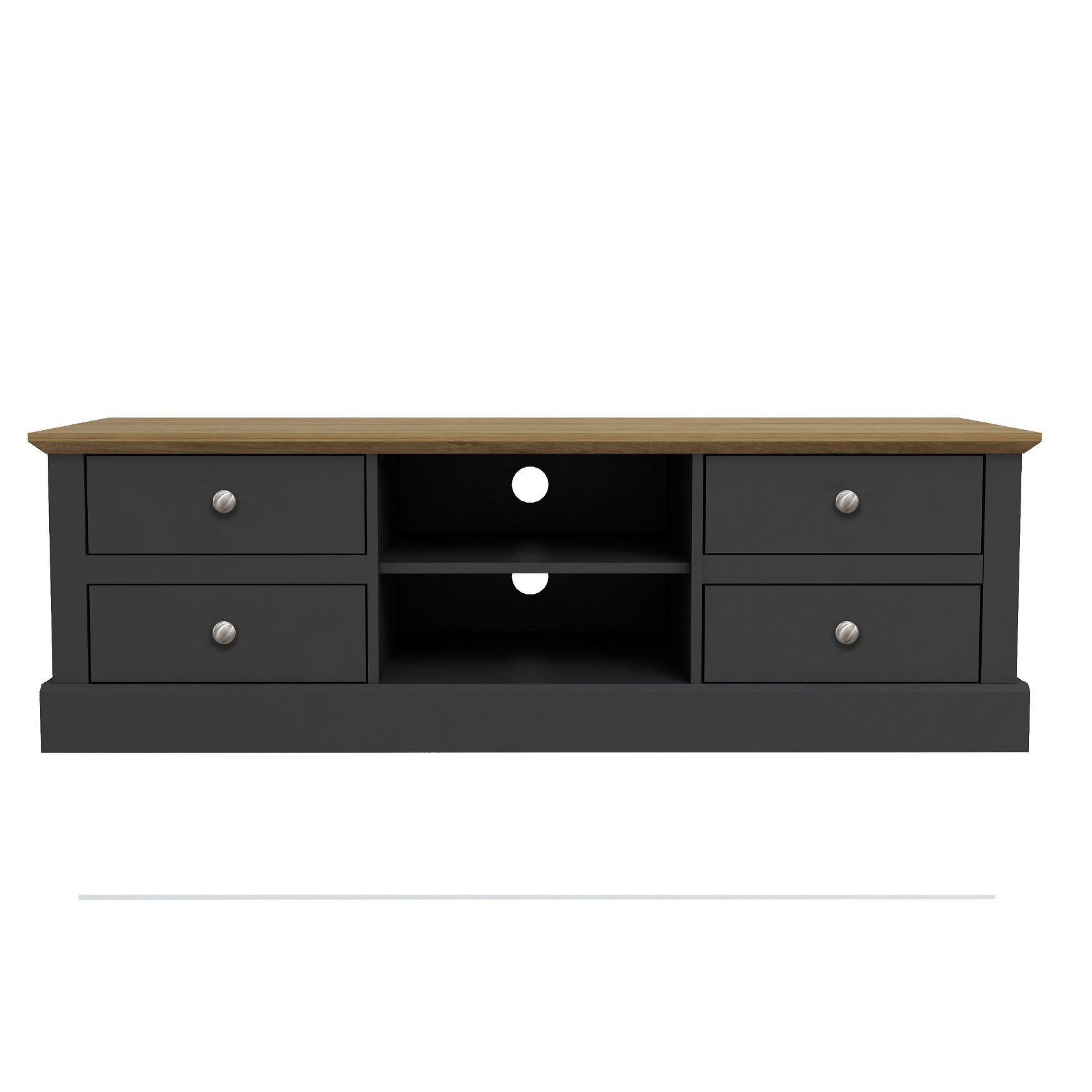 LPD Devon Charcoal & Oak 4 Drawer TV Unit by Bed Kingdom | ufurnish.com