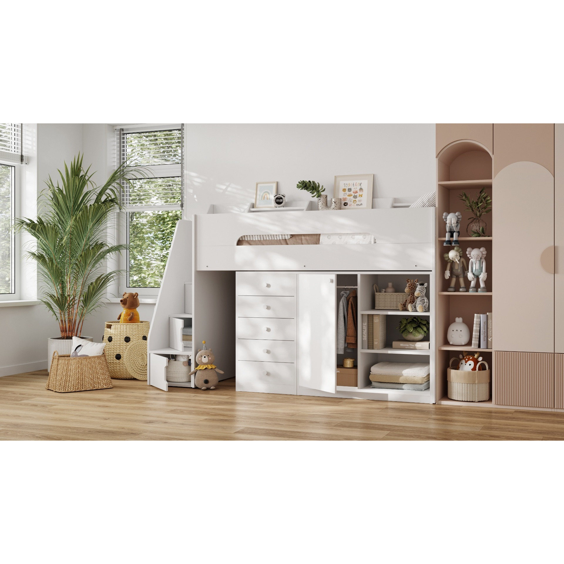 Flair Stepaside Staircase High Sleeper Storage Station White by Bed ...